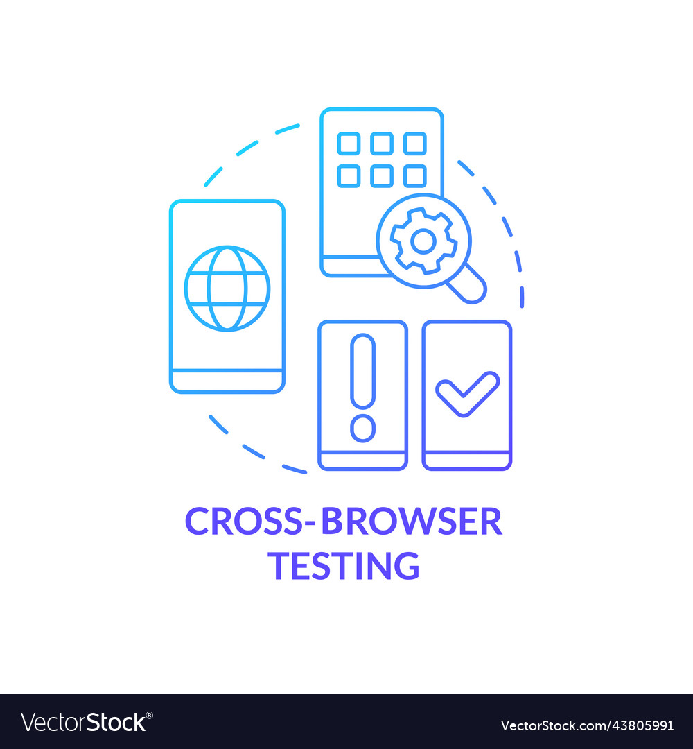Cross browser testing blue gradient concept icon Vector Image