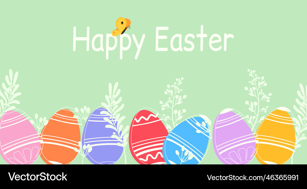 Easter poster and banner template with eggs Vector Image