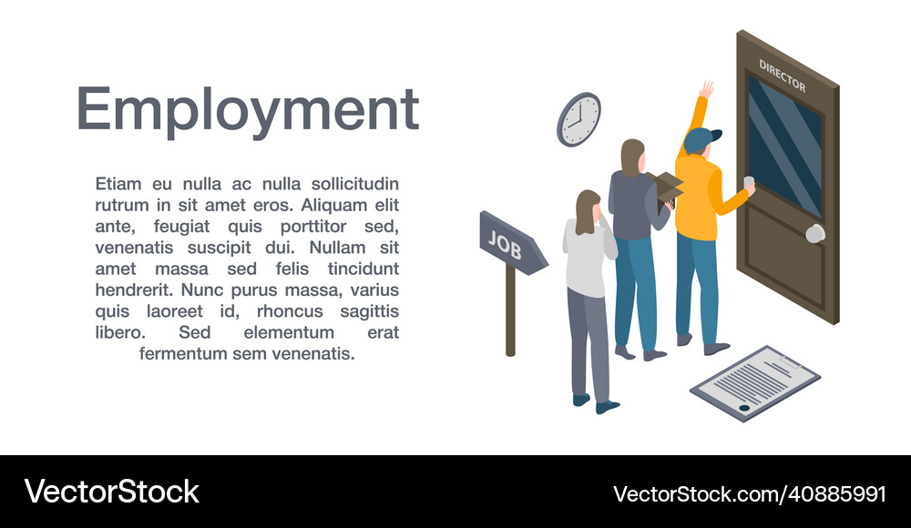 Employment concept banner isometric style Vector Image
