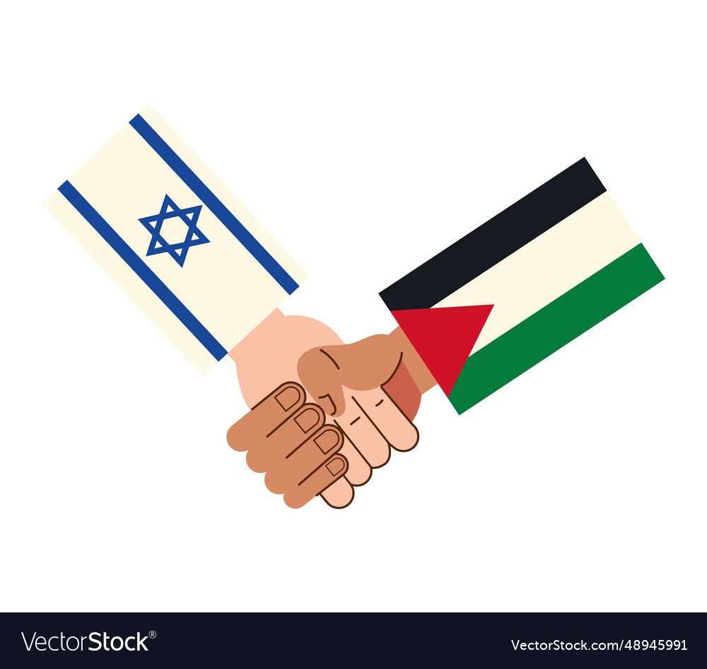 Israel and palestine flags in handshake Royalty Free Vector