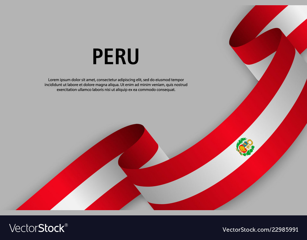 Peru Flag Ribbon Celebration Royalty Free Vector Image