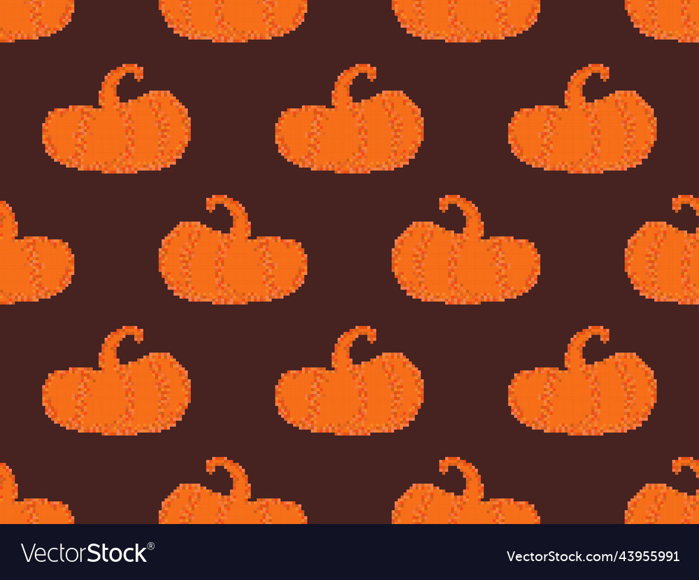 Pixel pumpkins seamless pattern Royalty Free Vector Image