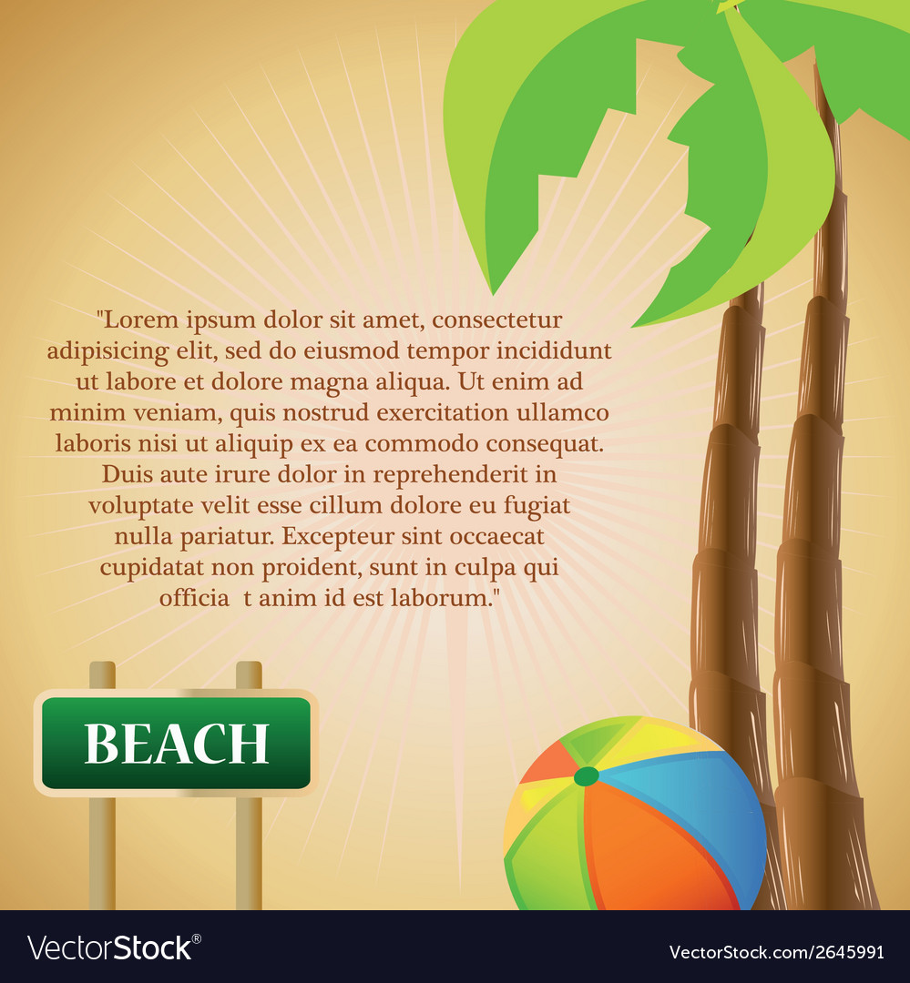 Some palm trees with a beach ball for this summer Vector Image
