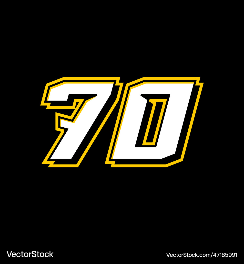 Sport racing number template 70 Royalty Free Vector Image