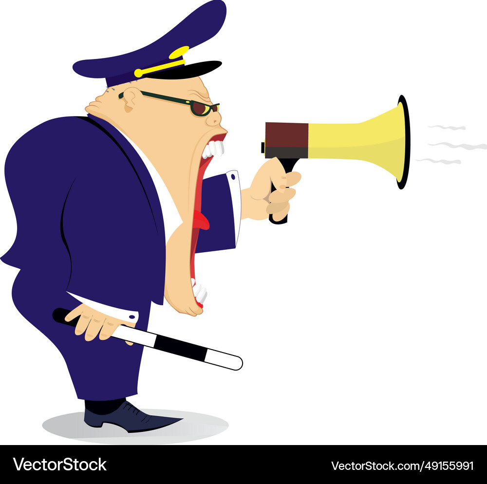 Traffic police shouting to megaphone Royalty Free Vector