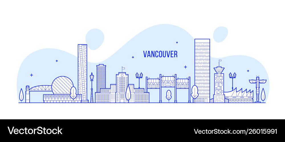 Vancouver skyline canada city linear art Vector Image