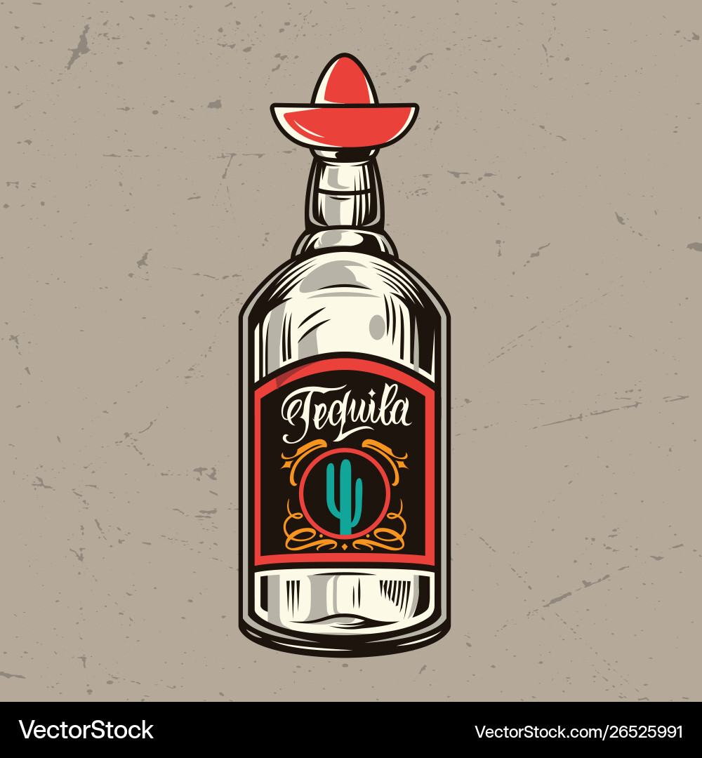 Vintage tequila bottle concept Royalty Free Vector Image