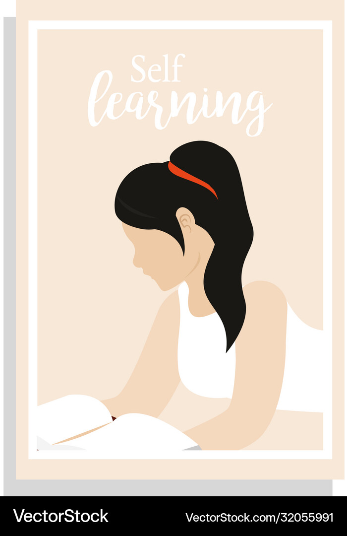 Young woman reading a book Royalty Free Vector Image