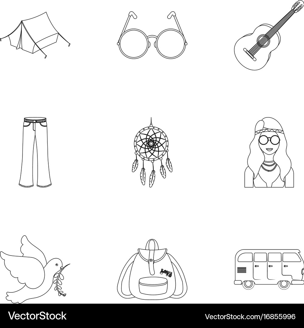 Bird hemp leaf and other hippy equipment hippy Vector Image