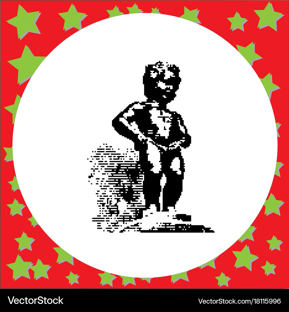 Black 8-bit manneken pis statue in brussels Vector Image