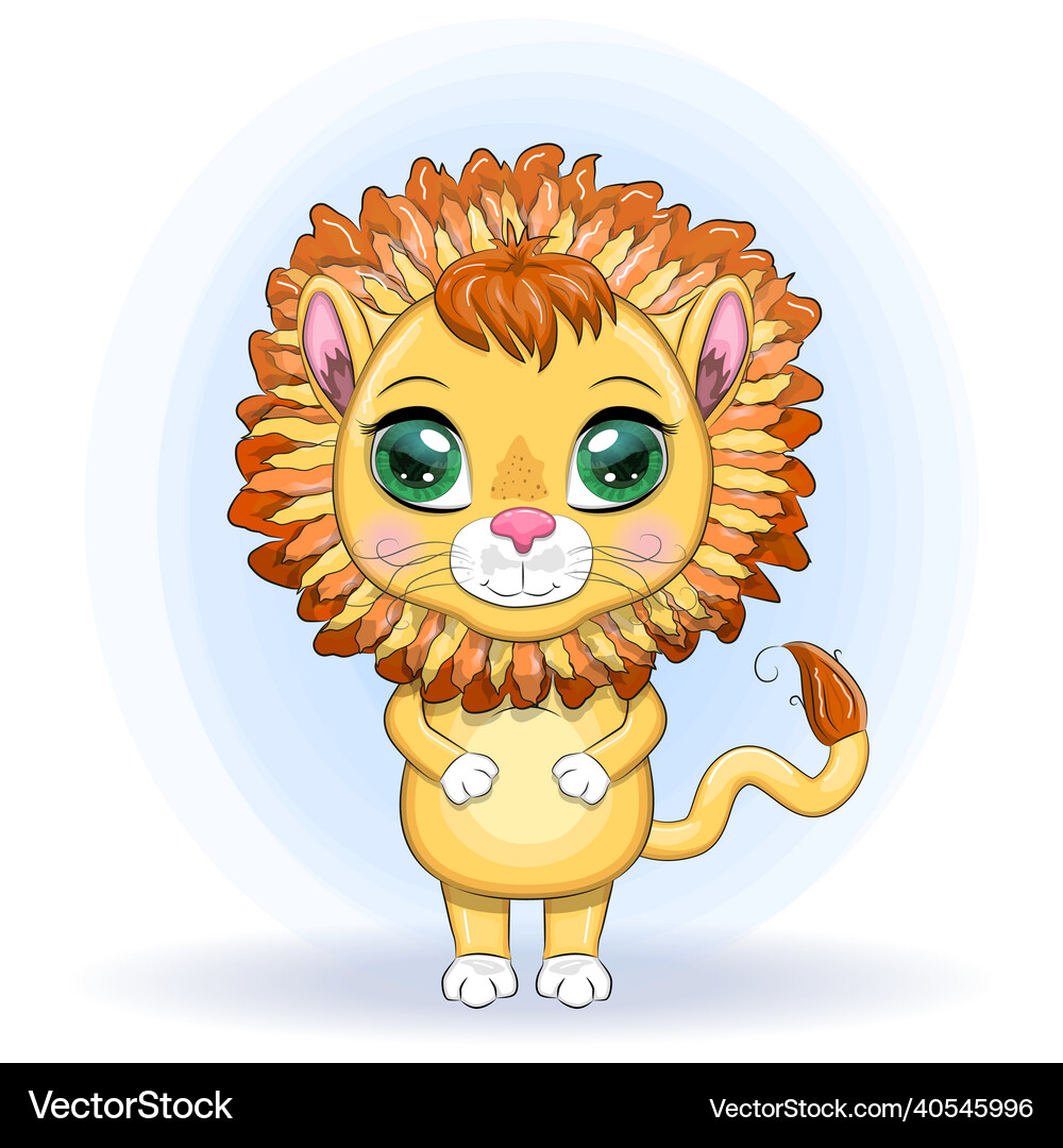 Cartoon lion with expressive eyes wild animals Vector Image