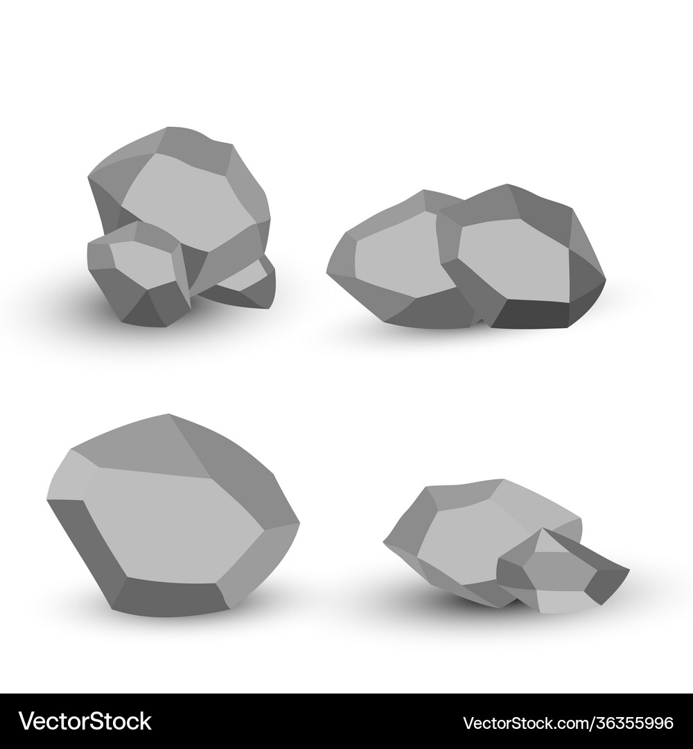 Cartoon stones rock stone isometric set granite Vector Image