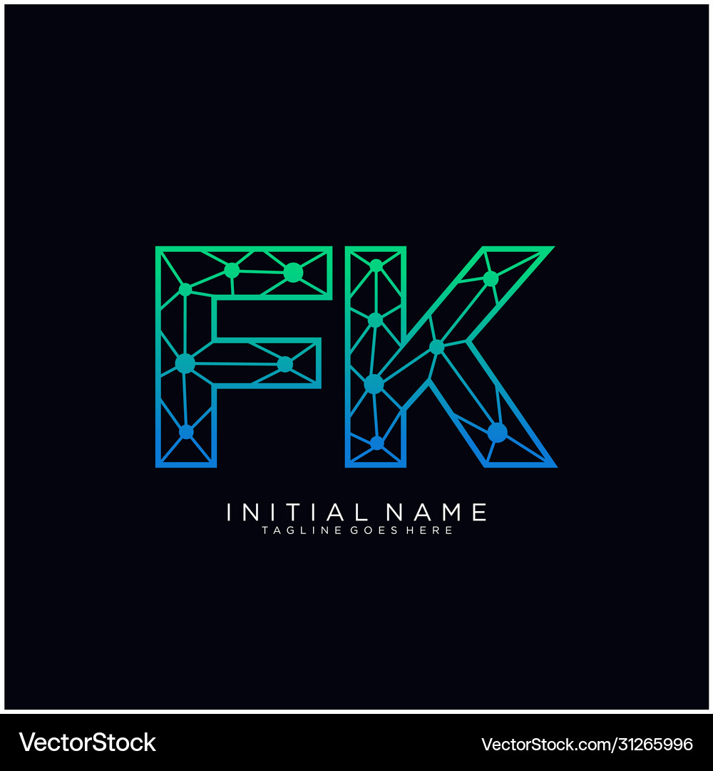 Fk letter logo icon design template elements Vector Image