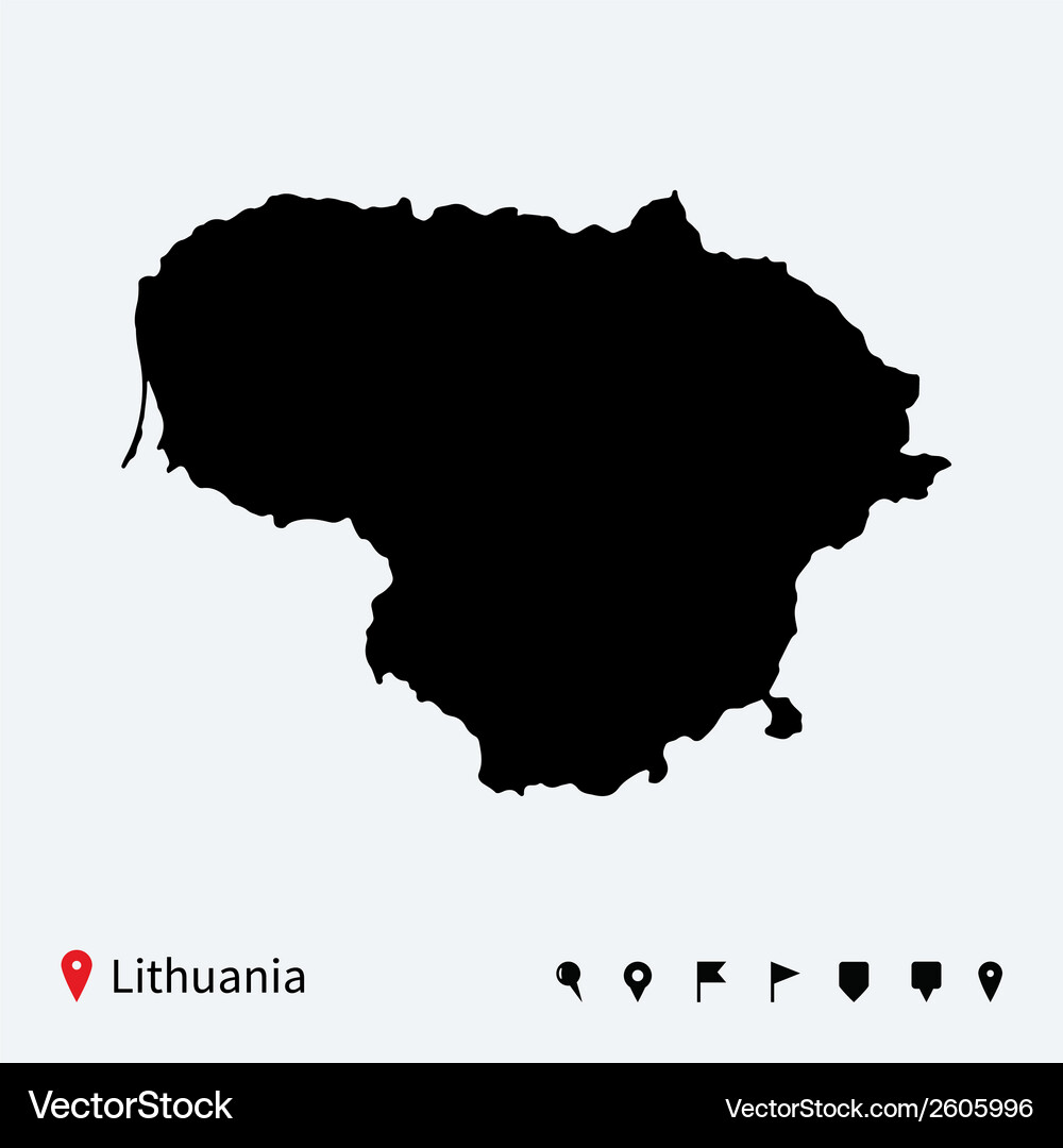 High detailed map of lithuania with navigation Vector Image