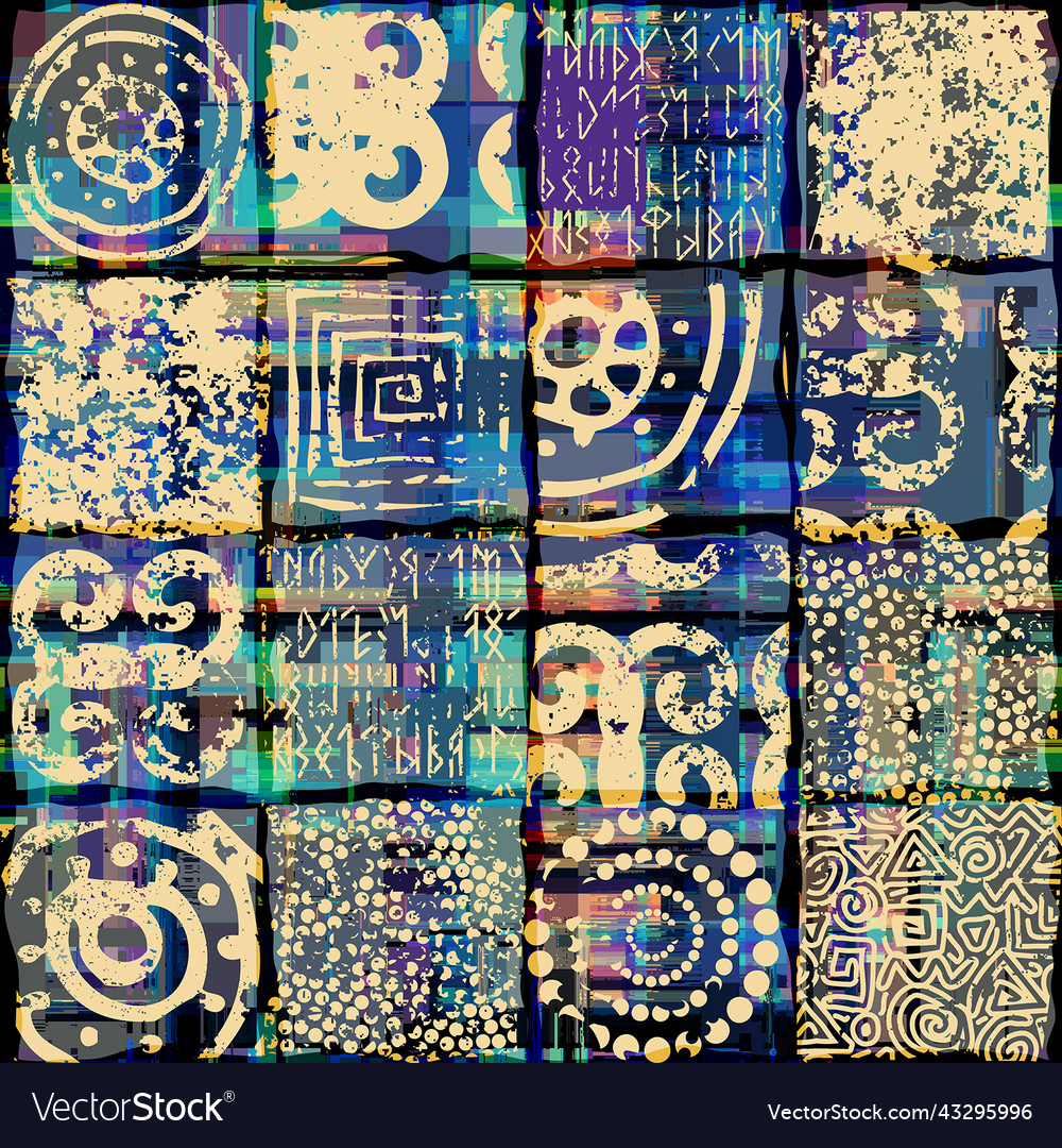 Tribal Style Patchwork Pattern Khaki Image Vector Image
