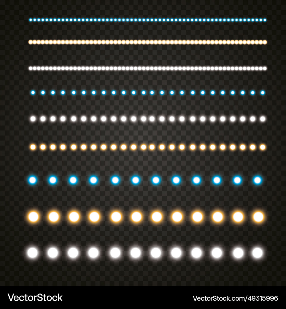 Various led stripes on a black and transparent Vector Image