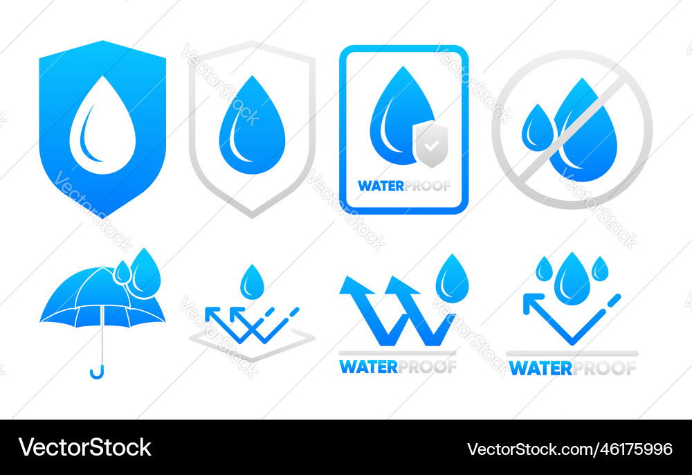 Waterproof icon water resistant icons for package Vector Image