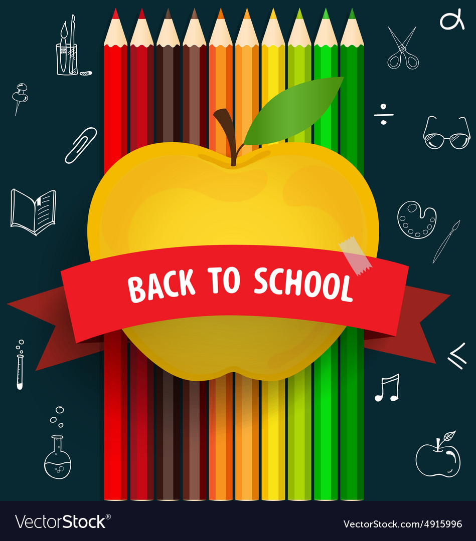 Welcome back to school with apple and colour Vector Image