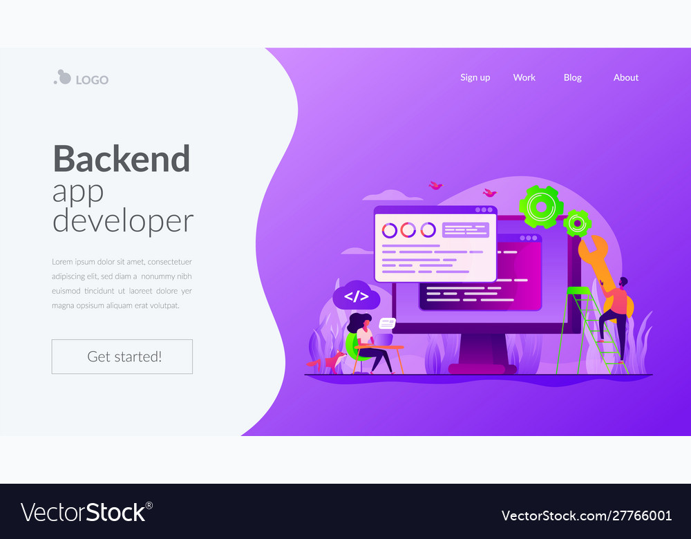 Back end development landing page template Vector Image
