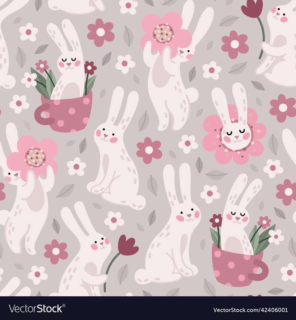 Bunny spring pattern Royalty Free Vector Image