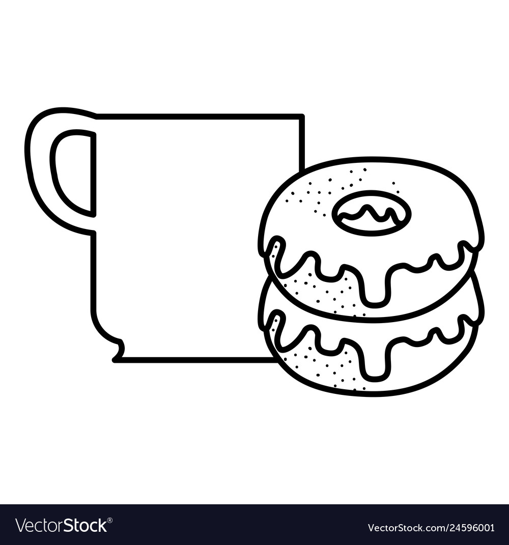 Coffee cup with sweet donuts Royalty Free Vector Image