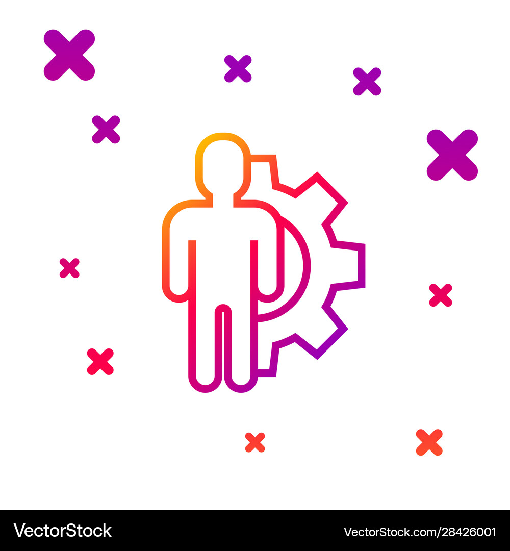 Color line human with gear inside icon isolated Vector Image