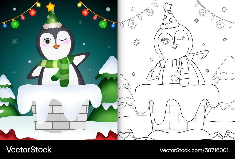Coloring book for kids with a cute penguin using Vector Image