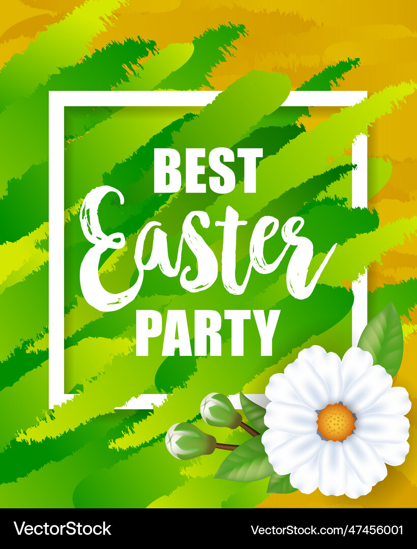 Easter party festive lettering with flower Vector Image