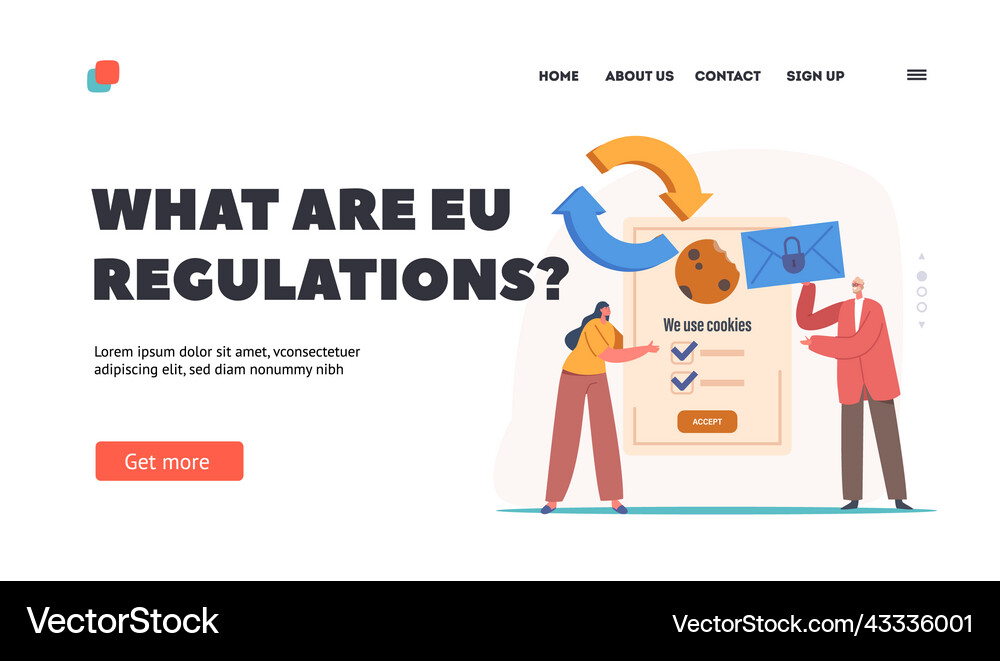 Eu regulations landing page template protection Vector Image
