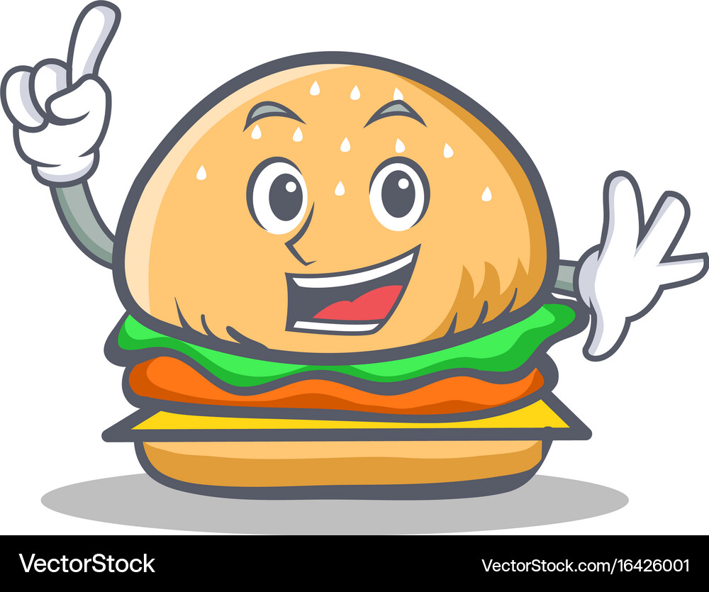 Finger burger character fast food Royalty Free Vector Image