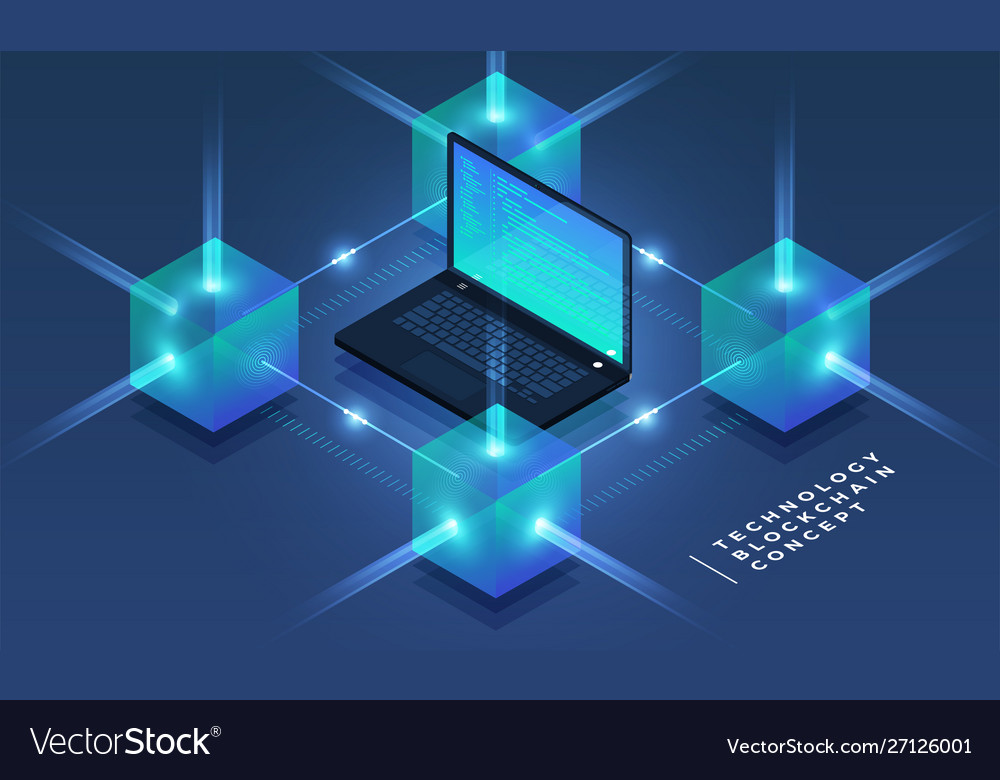 Flat design concept blockchain and cryptocurrency Vector Image