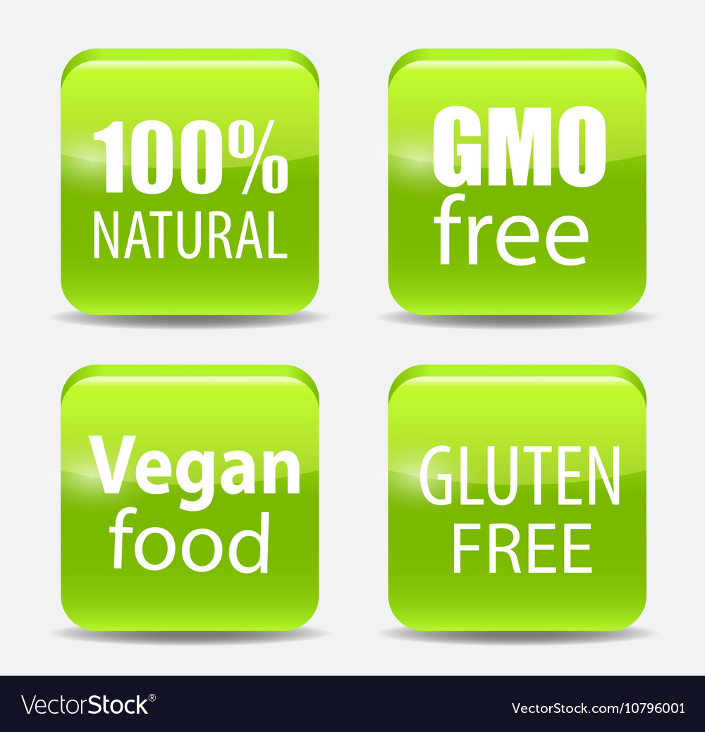Gmo free 100 natutal vegan food and gluten Vector Image