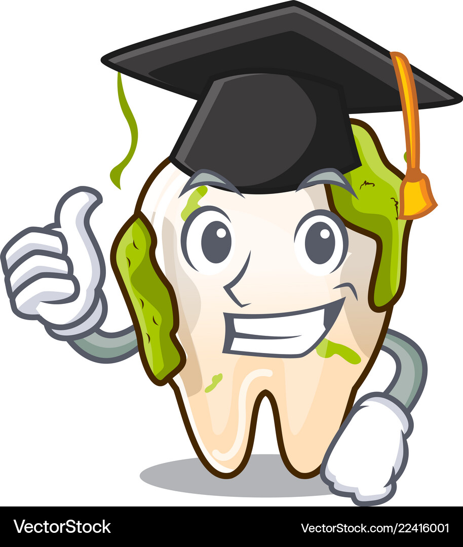 Graduation cartoon unhealthy decayed teeth in Vector Image