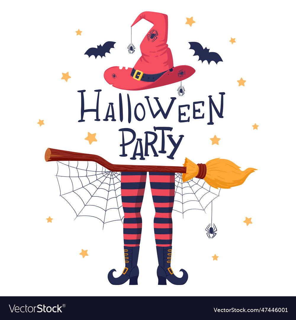 Halloween poster witch party poster with witch Vector Image