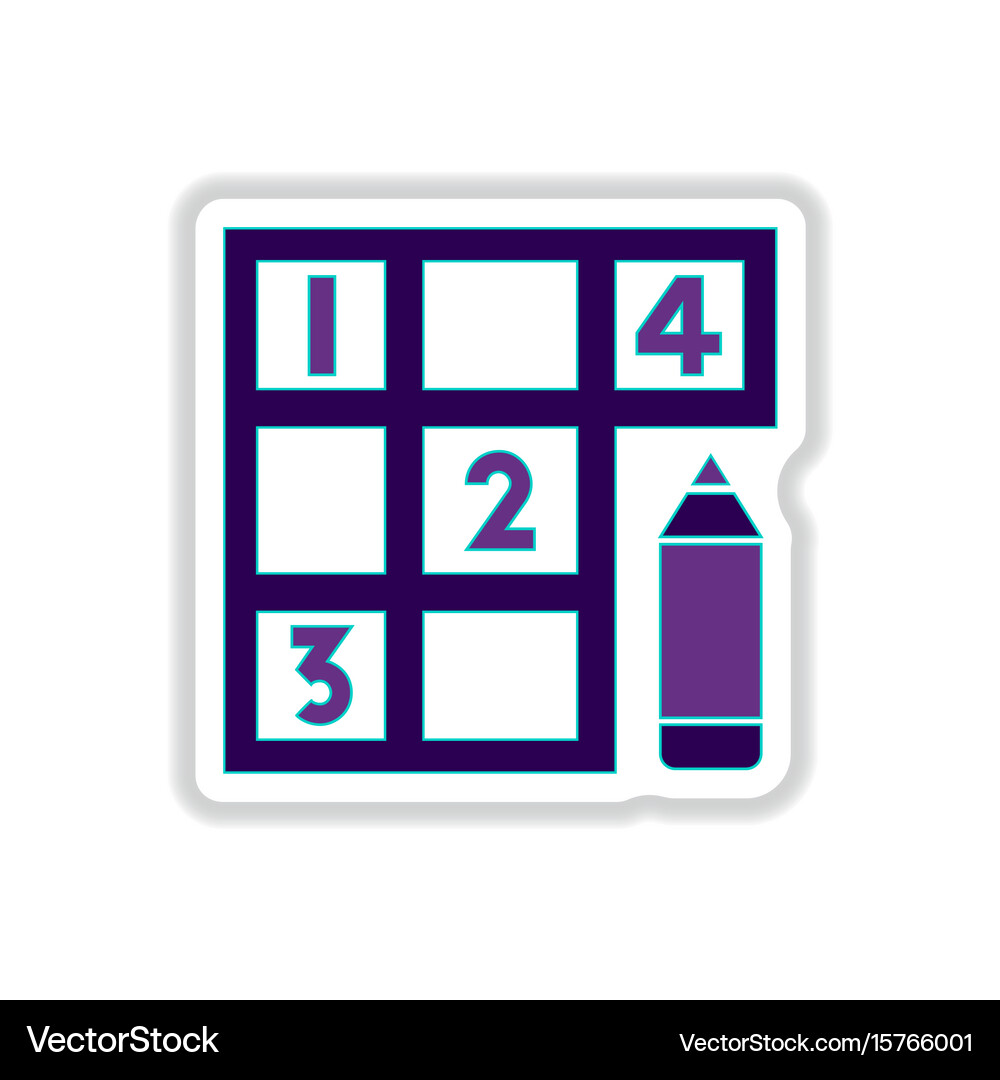 In paper sticker style sudoku Royalty Free Vector Image