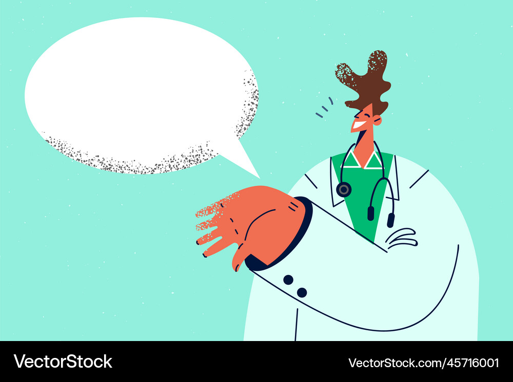Male doctor with speech bubble Royalty Free Vector Image