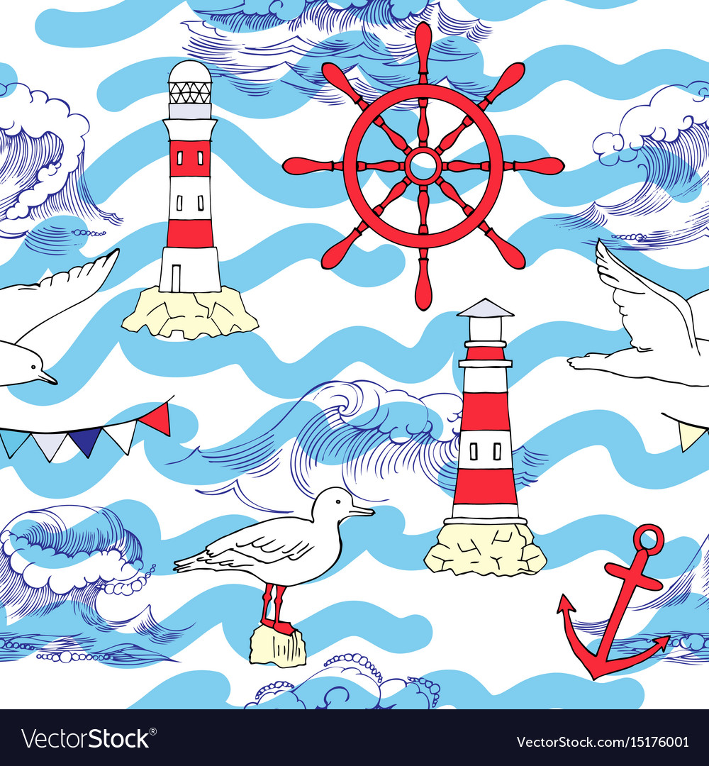 Nautical seamless pattern Royalty Free Vector Image