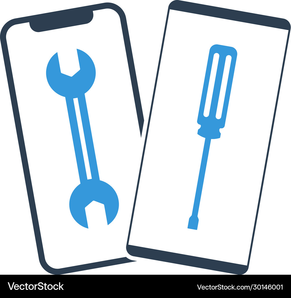 Phone mobile repair logo smartphone and tools Vector Image