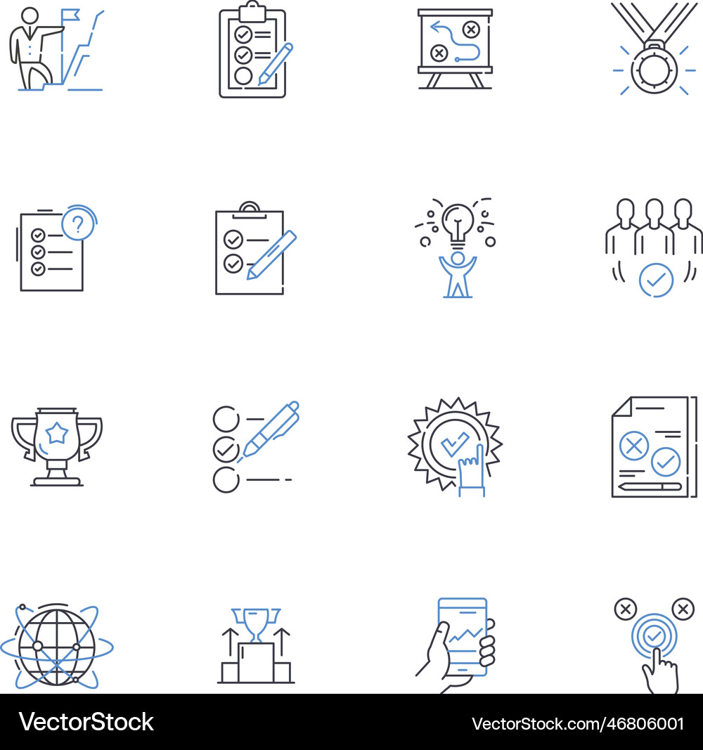 Plans line icons collection blueprint schedule Vector Image