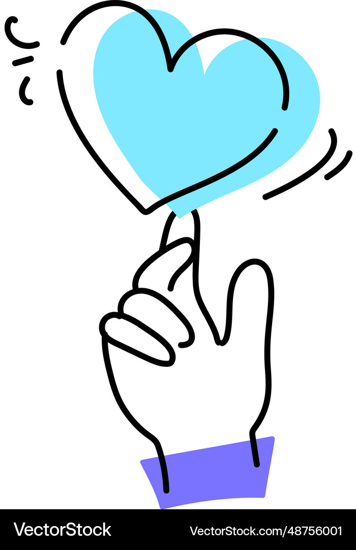 Spinning heart on finger doodle style icon Vector Image