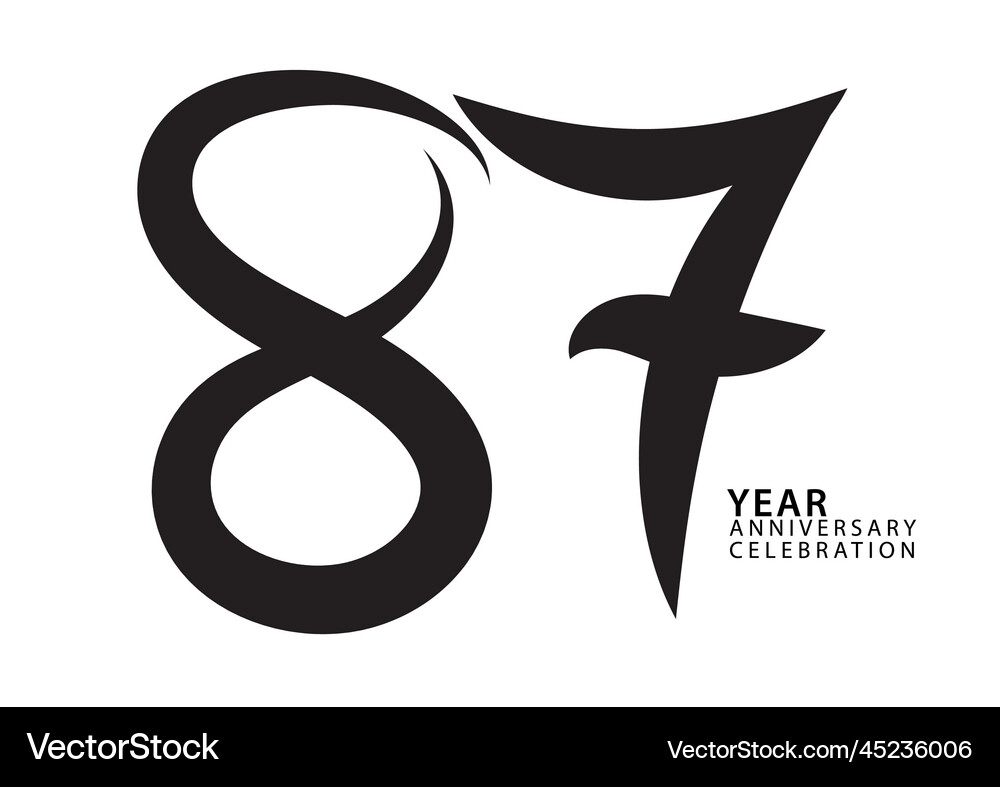 87 year anniversary celebration black color Vector Image