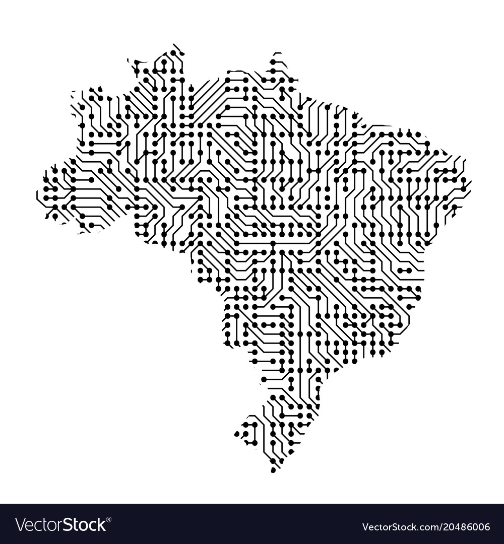 Abstract schematic map brazil from black Vector Image
