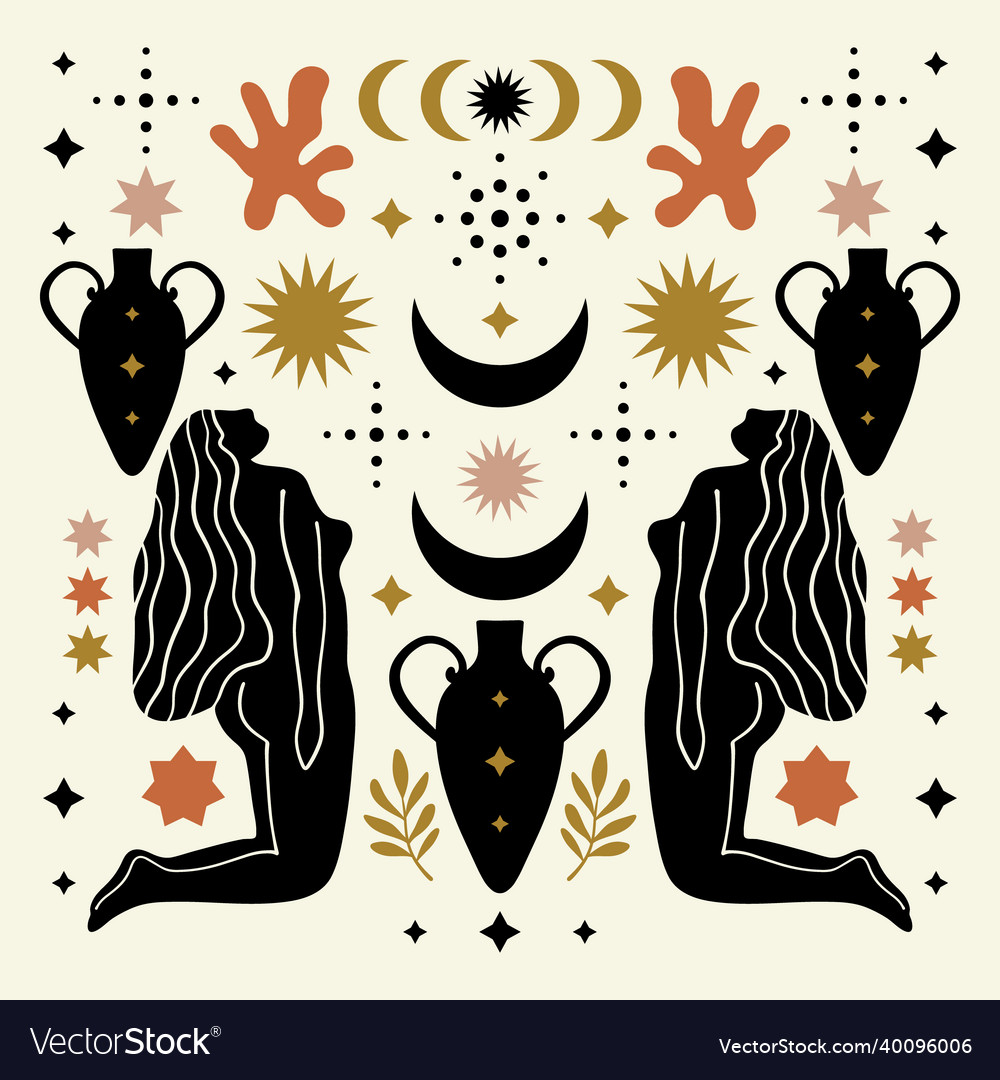 Boho Sacred Magic Woman Mystical Symbol Royalty Free Vector