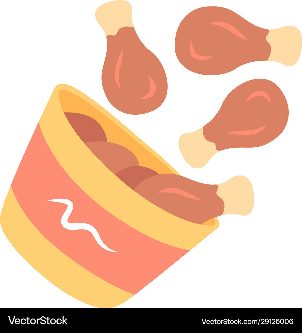 Chicken bucket flat design long shadow color icon Vector Image