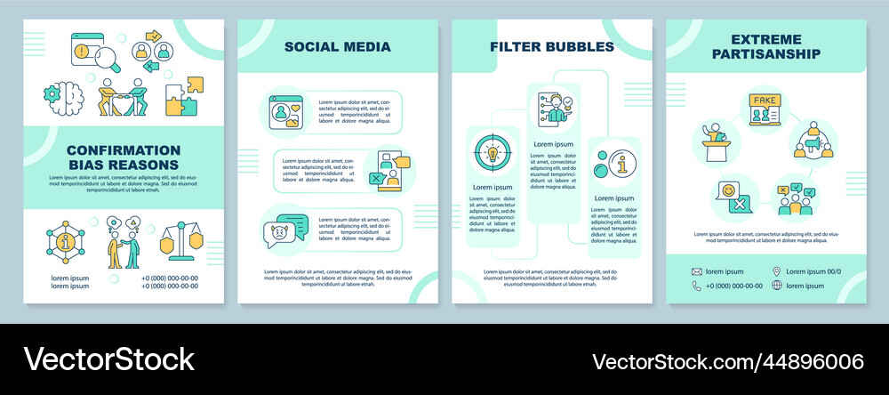Confirmation bias reasons brochure template Vector Image