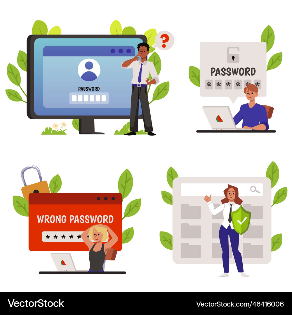 Data and bank account safety with password set Vector Image