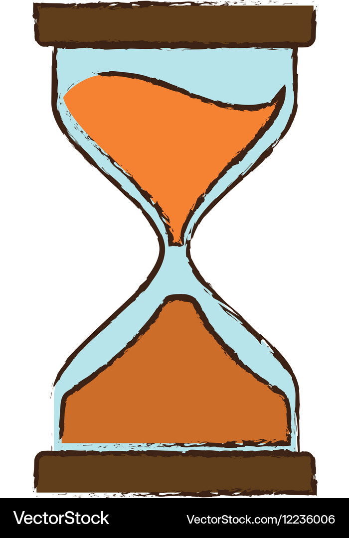 Drawing clock glass sand business Royalty Free Vector Image