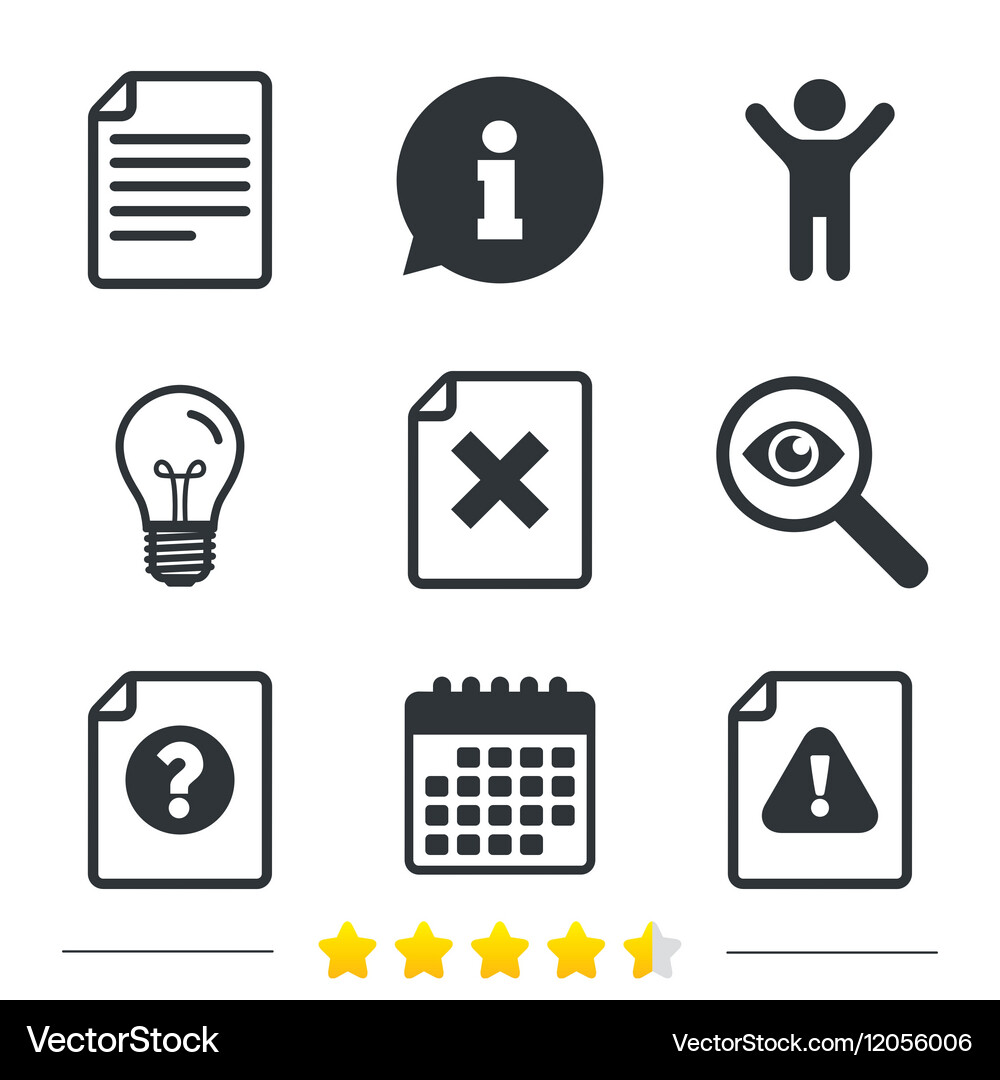 File attention icons exclamation signs Royalty Free Vector