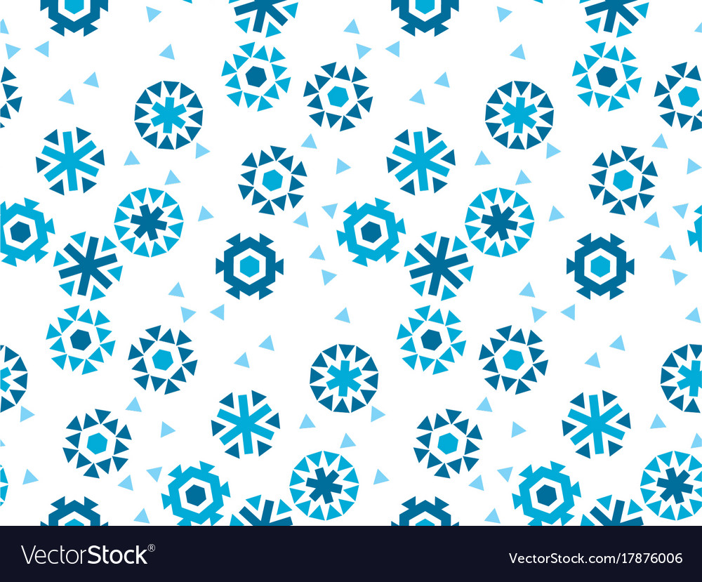 Geometric flat snowflake seamless pattern Vector Image