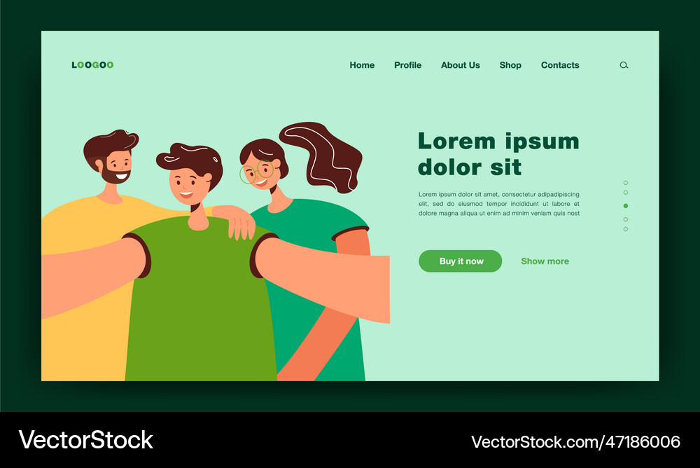 Happy young friends making self picture Royalty Free Vector